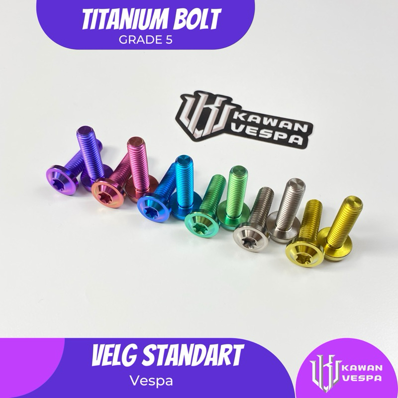 Jual Baut titanium velg Standar Vespa Sprint prima S LX set isi 5 pcs ...