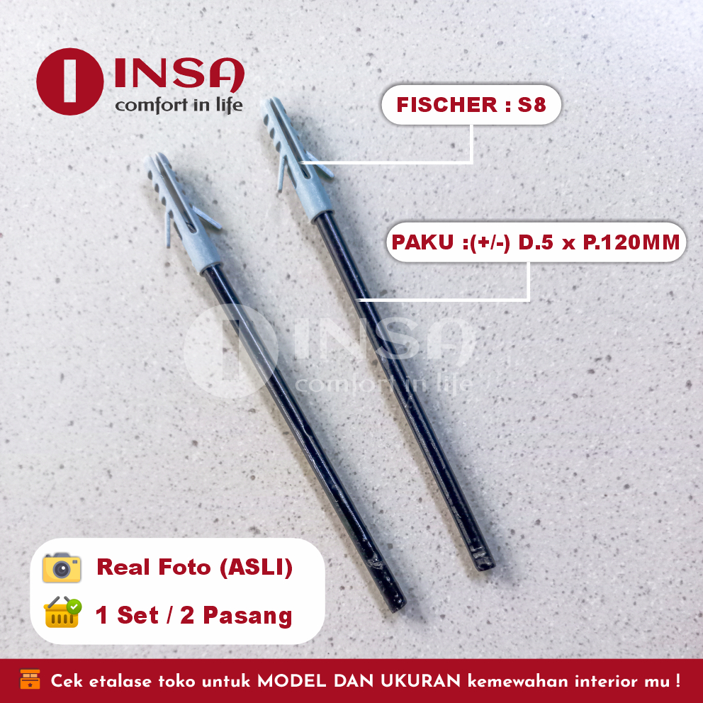 Jual 1 Set isi 2 Pasang Paku Bracket Rak Ambalan Dinding Braket Paku ...