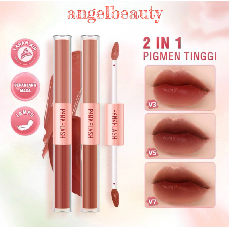 Jual Pinkflash Duo Lip Gloss Double Sense 2 in 1 Dual Ended Lipstick ...