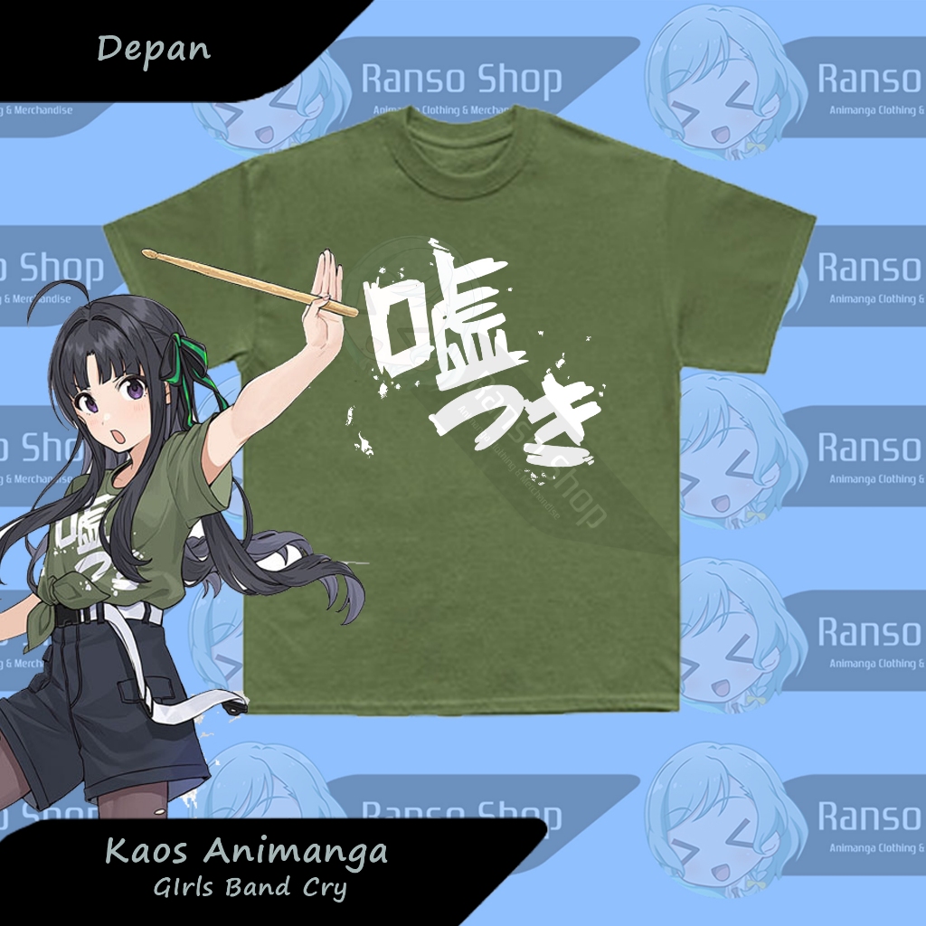 Jual Kaos Anime Girls Band Cry Subaru Awa Usotsuki Kanji Depan Belakang ...