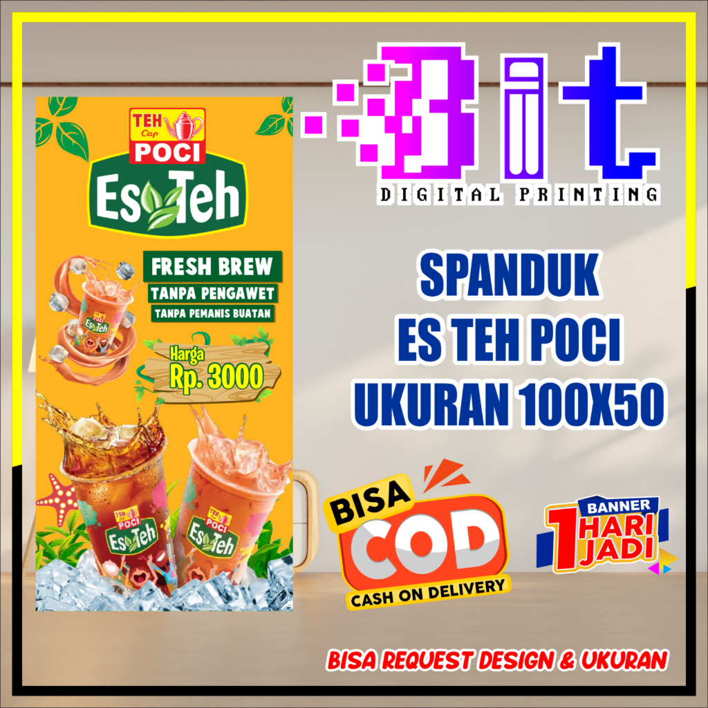 Jual SPANDUK/BANNER ES TEH POCI ( BISA CUSTOM ) UKURAN 100X50 CM ...