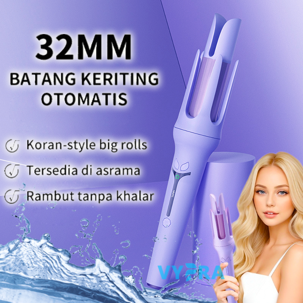 Jual Catokan Rambut Curly Ceramics 32mm Catokan Curly Otomatis Curly Rambut Curling Iron Ion ...