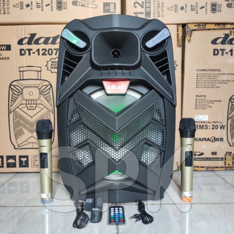 Jual Speaker Portable 12 inch DAT DT 1207 Free 2 Mic Wireless | Shopee ...