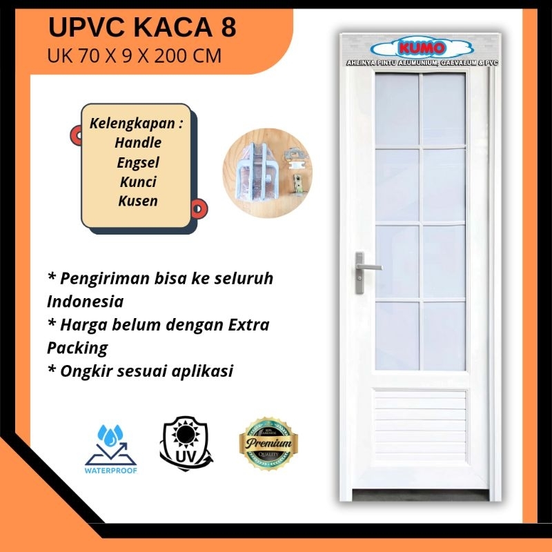 Jual Pintu WC UPVC Full Panel Kaca 8 Tebal Elegan Ukuran 70x200 cm ...