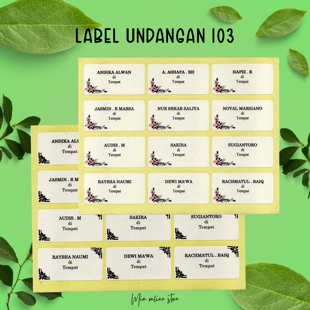Jual Print/Cetak Label Undangan T&J NO 103 Sticker Label Nama Undangan ...