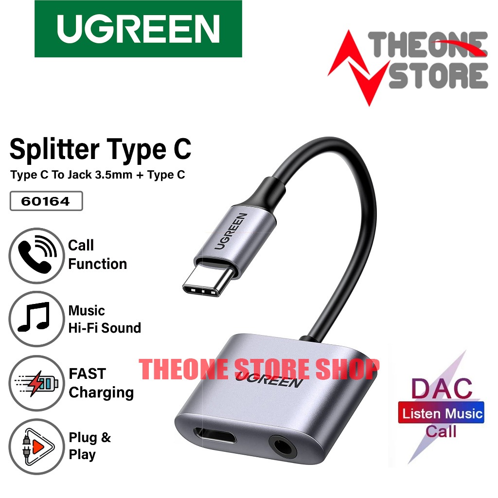 Jual UGREEN Audio Converter Type C to Aux Jack 3.5mm DAC Chip For ...