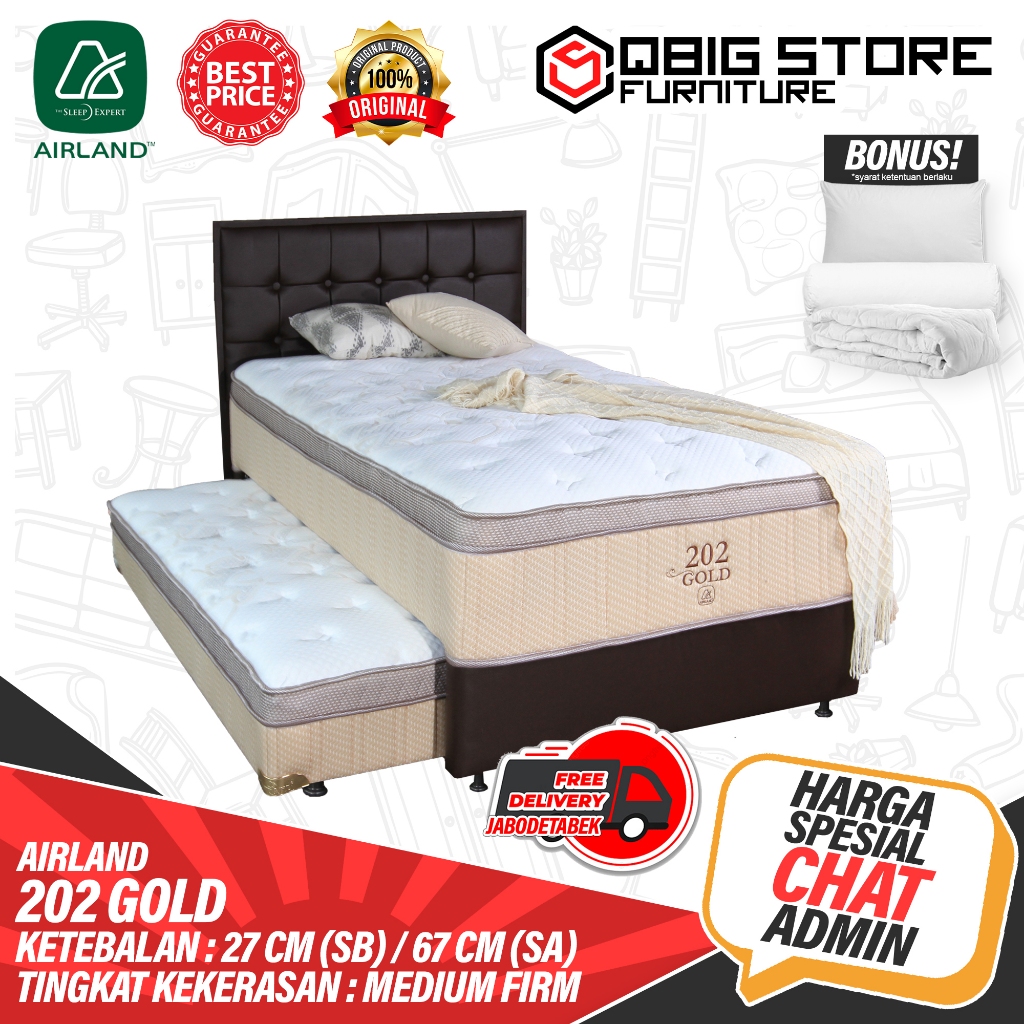 Jual Kasur Springbed Airland 202 Gold FULL SET Spring bed matras 2in1 ...