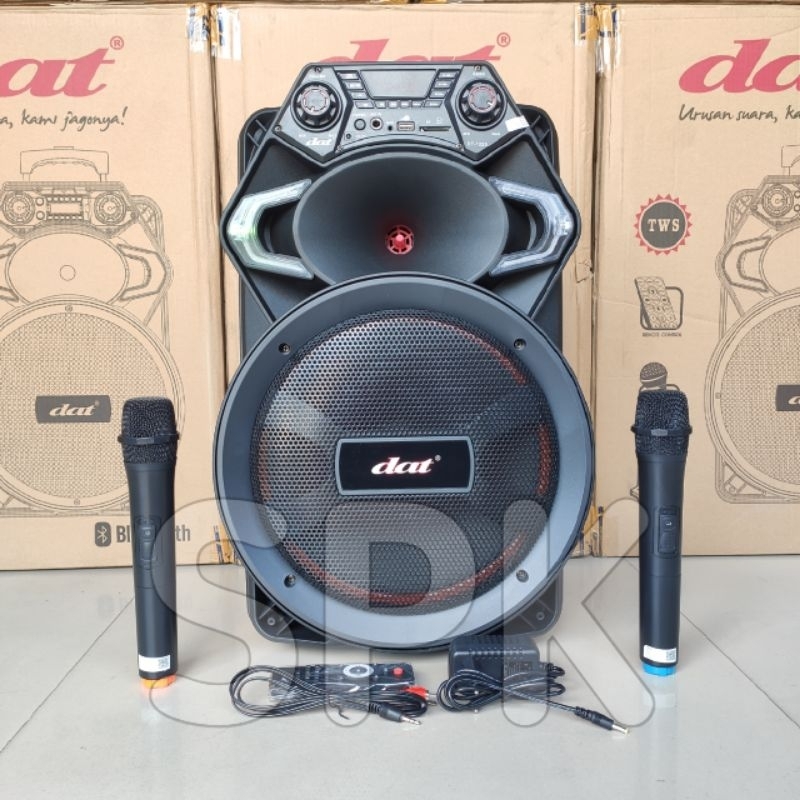 Jual Speaker Portable DAT DT 1225 12 inch 2 Mic Wireless | Shopee Indonesia