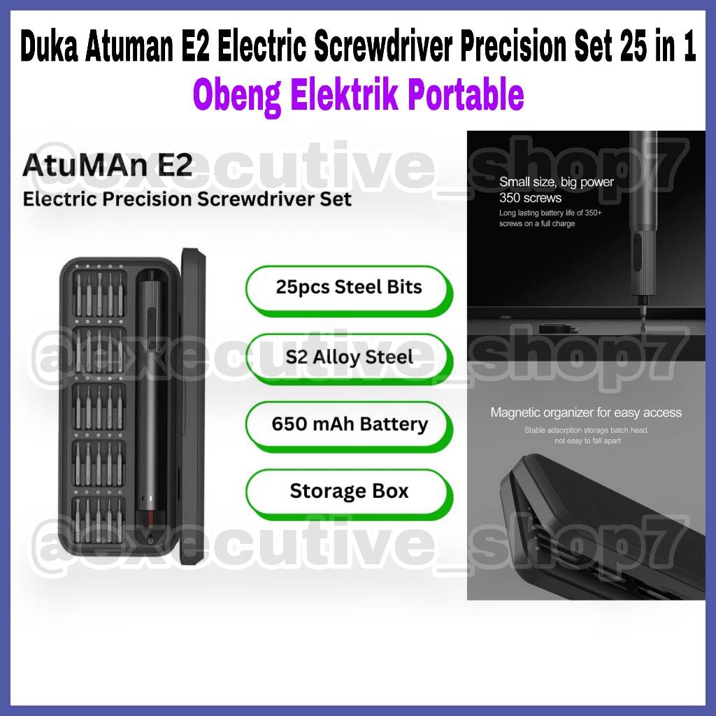 Jual Duka Atuman E2 Electric Screwdriver Precision Set 25 in 1 - Obeng ...