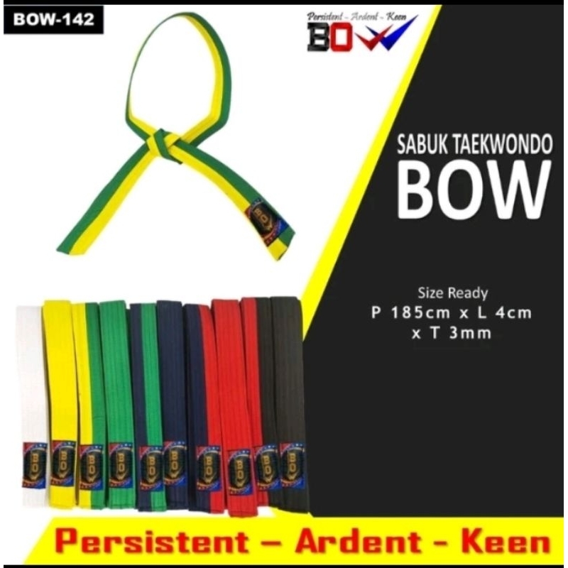 Jual Sabuk Taekwondo BOW Seragam Putih Kuning Hijau Biru Merah Hitam ...