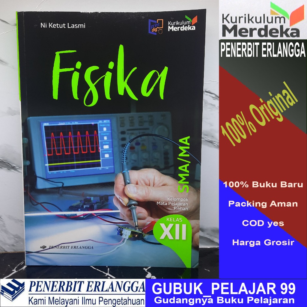 Jual Buku Pelajaran FISIKA Kelas 12/XII SMA/MA Erlangga Kurikulum Merdeka Penulis: NI KETUT ...