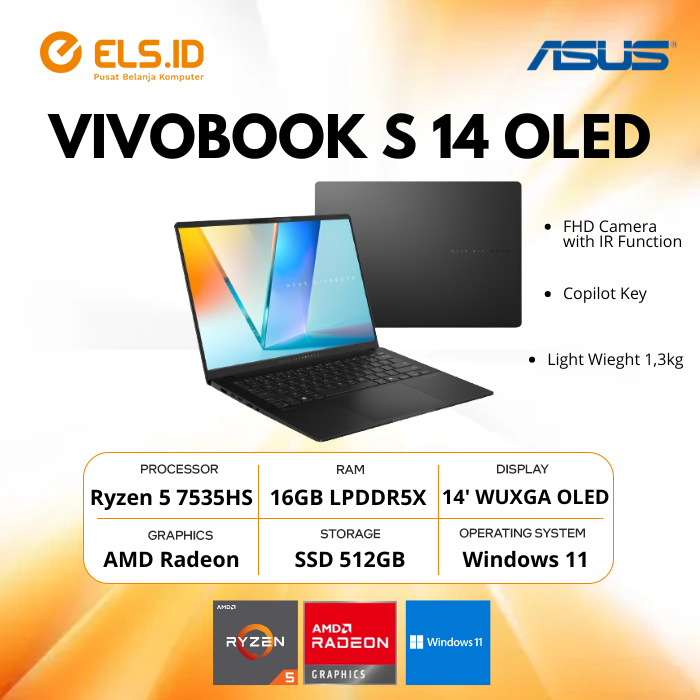 Jual Asus Vivobook S 14 OLED M5406NA-OLED552 Ryzen 5-7535HS 16GB SSD ...