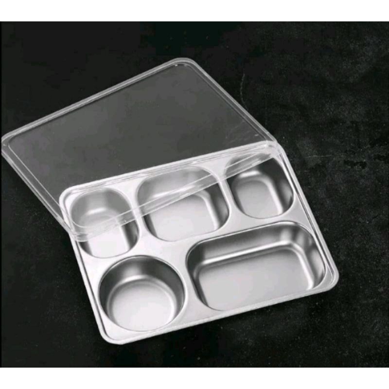 Jual REAL PICT Food tray makan stainles 5 sekat / kotak makan saji ...