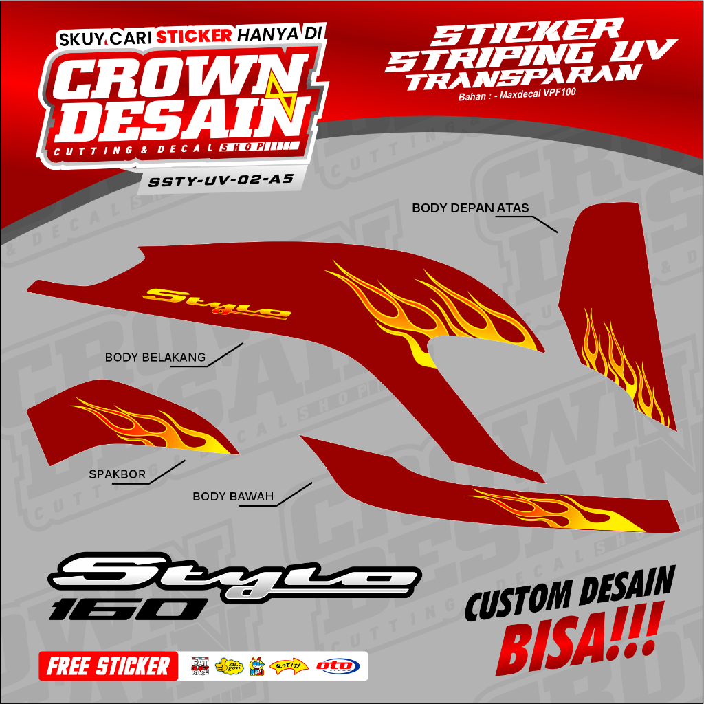 Jual Striping Honda Stylo 160 New Tahun 2024 Motif Flame Varian Warna ...