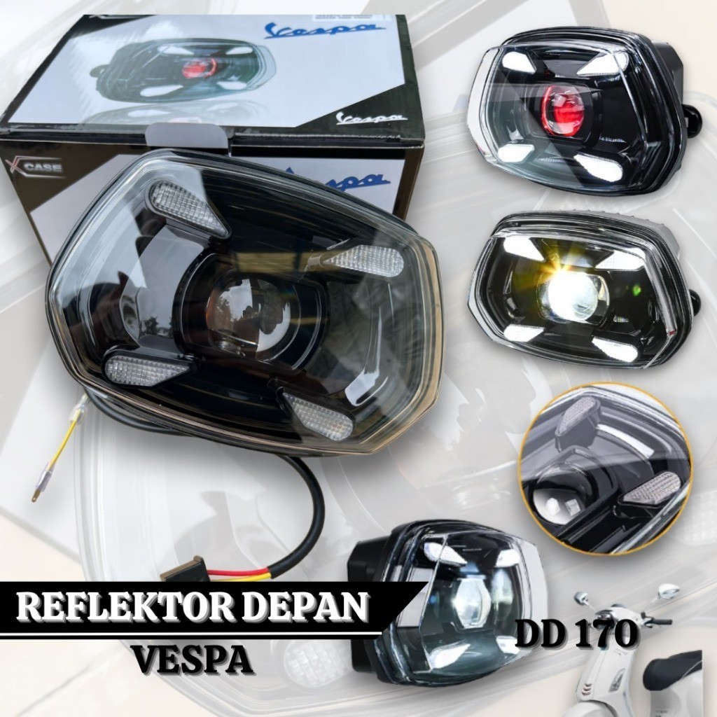 Jual Lampu Depan HeadLamp LED Daymaker Smoke Black Vespa Sprint 3v Iget ...