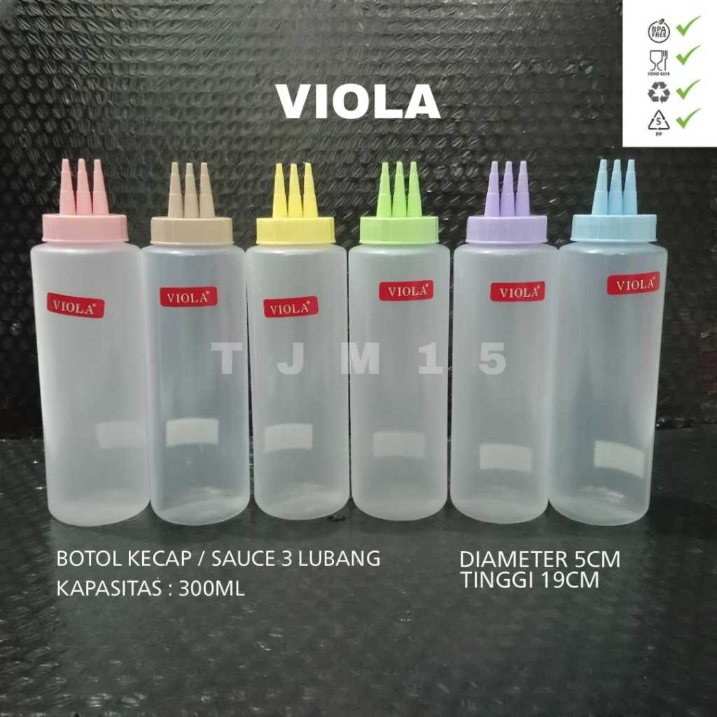 Jual [VIOLA] BOTOL KECAP 3 LUBANG 300 ML TESSA FOOGRADE BPAFREE BOTOL ...