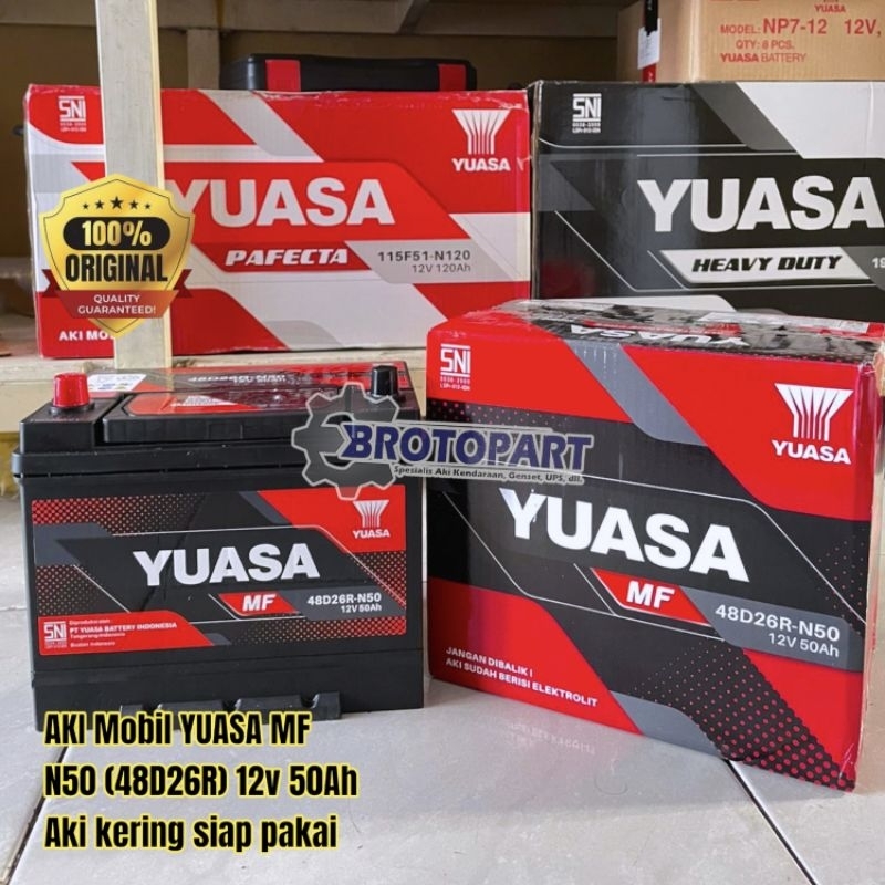 Jual Aki Mobil Kering Yuasa N50 48D26R MF 12V 50Ah Accu Kering Siap Pakai | Shopee Indonesia