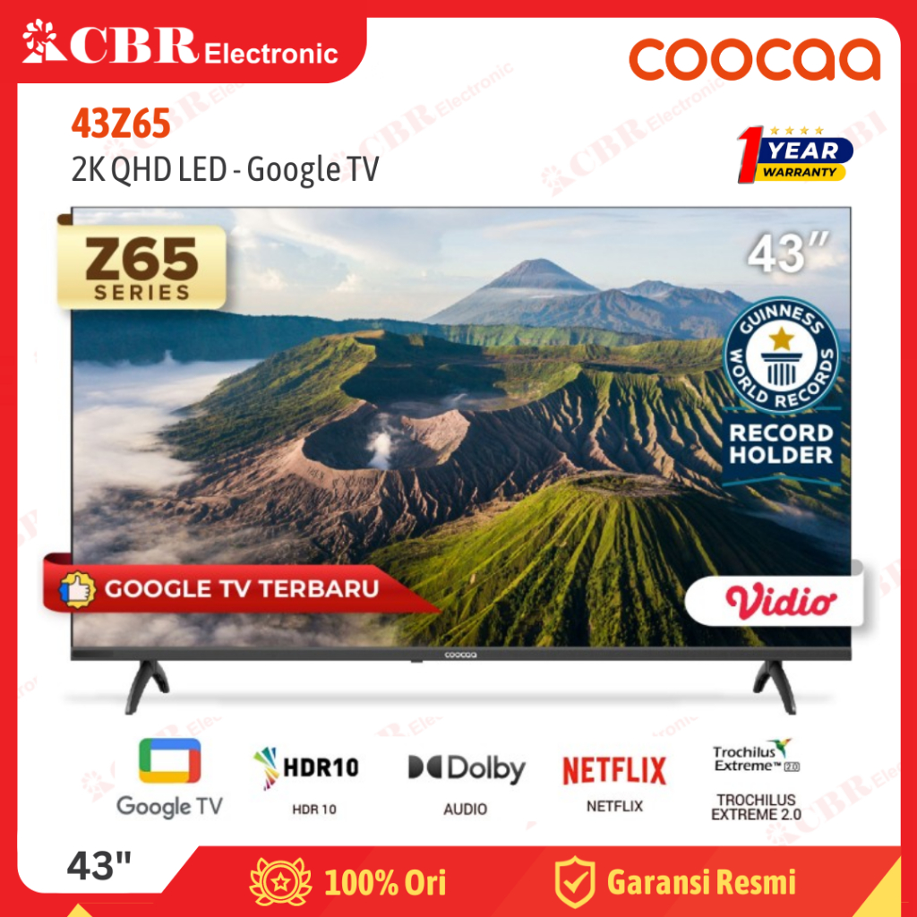 Jual TV Coocaa 43 Inch LED 43Z65 (2K QHD-Google TV) | Shopee Indonesia