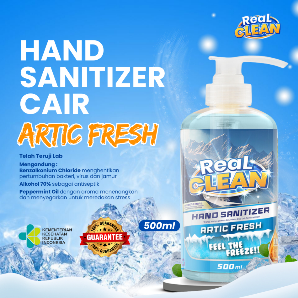 Jual Real Clean Hand Sanitizer Cair Liquid Sanitizer 500 ML Pump ...