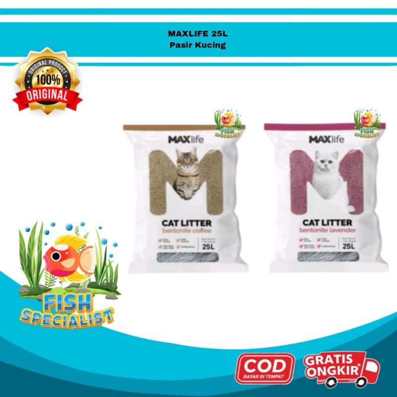Jual INSTANT PASIR KUCING MAXLIFE 25L Gumpal Wangi Kotoran Cat Litter ...