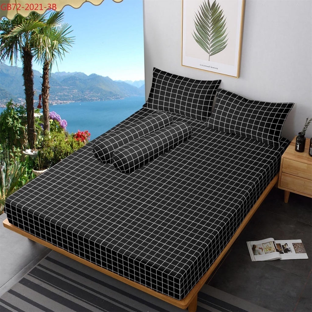 Jual [TERMURAH] Sprei kotak hitam set sarung bantal guling ukuran ...