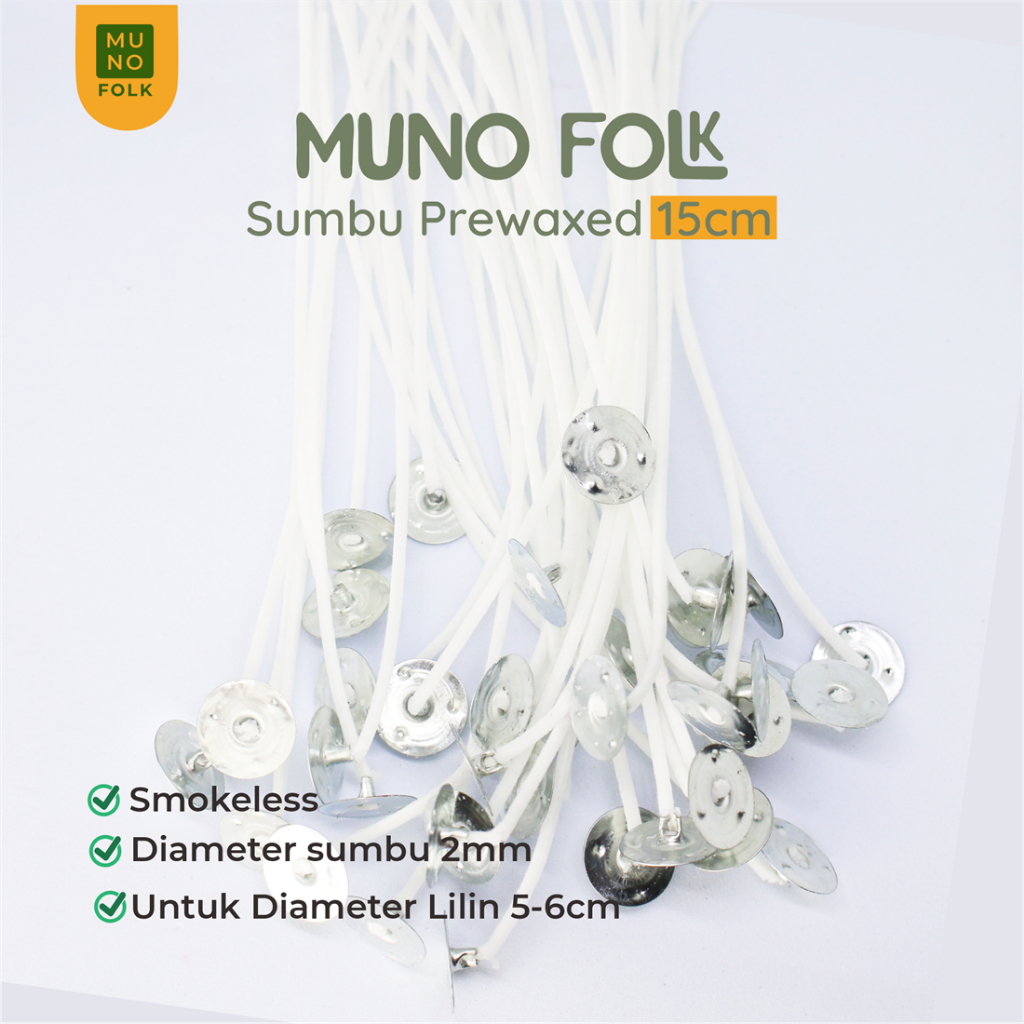 Jual Muno Folk - Sumbu Lilin 15 cm Pre-waxed and Tabbed Cotton wick for ...