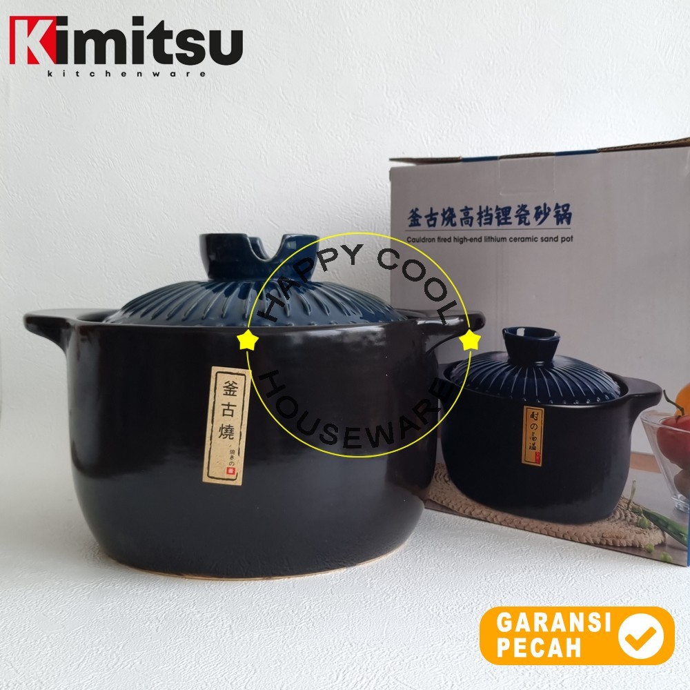 Jual KIMITSU 1pcs Panci Casserole Black 4L Panci Keramik Sapo Hot Pot Obat Alami | Shopee Indonesia