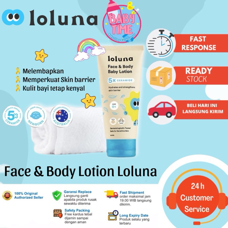Jual Loluna Face & Body Baby Lotion 80ml | 5x Ceramide - Lotion Muka ...