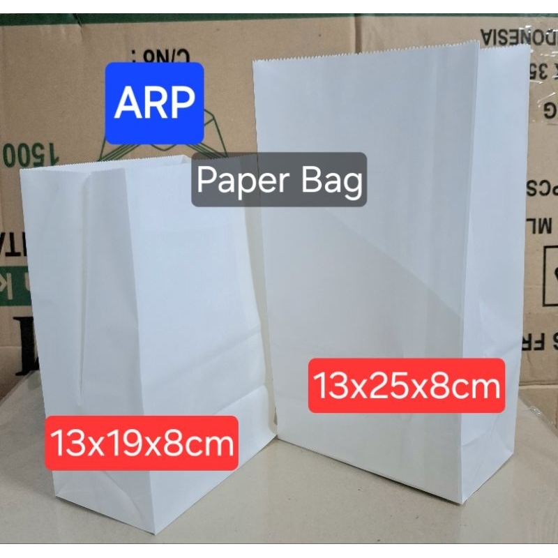 Jual Paper Bag Putih Ukuran 13x19x8cm/Paper Bag Putih Grease Proof ...