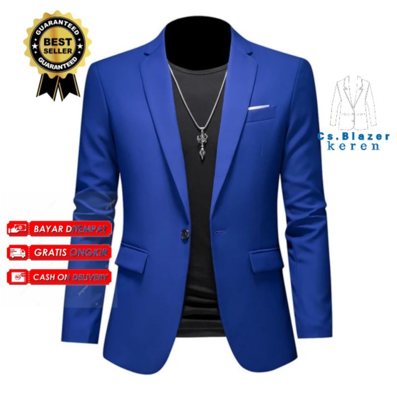Jual JAS BLAZER PRIA WARNA BIRU METALIC - set jas warna biru metalic ...