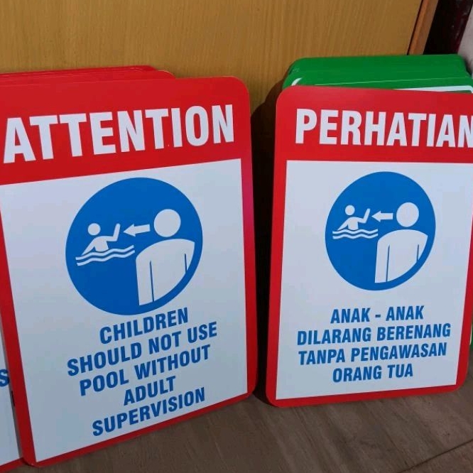 Jual kolam renang pool perhatian attention petunjuk peringatan akrilik ...