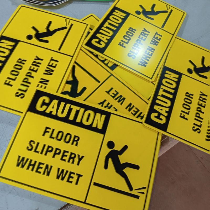Jual wet floor lantai basah petunjuk peringatan pvc stiker signage ...