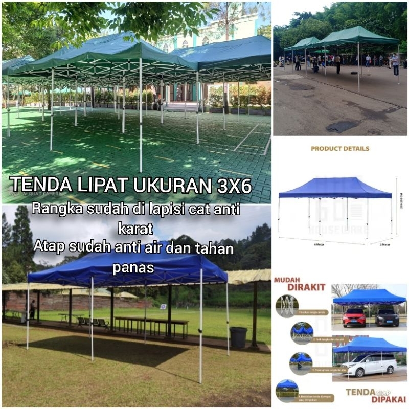 Jual TENDA LIPAT UKURAN 3X6 PREMIUM RANGKA PUTIH RANGKA SUDAH ANTI KARAT | Shopee Indonesia