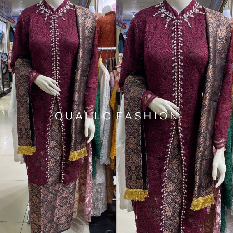 Jual Quallo | Set Kebaya Tunik Brokat Payet | Kebaya Set Songket ...