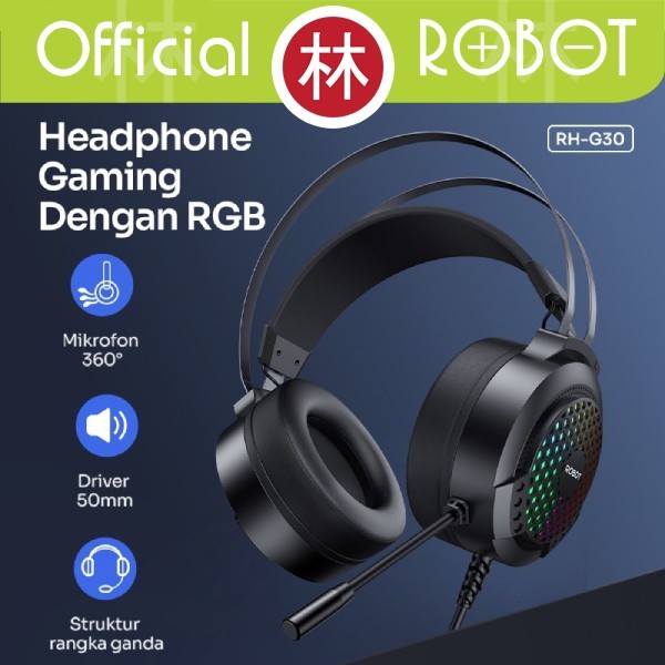 Jual Robot RH-G30 Headphone Gaming Mic 3.5mm USB RGB Light Wired ...