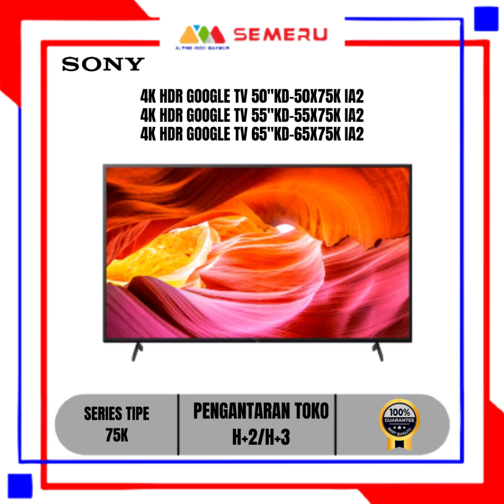Jual SONY 4K HDR GOOGLE TV ,YOUTUBE , BLUETOOTH 50 INC KD-50X75K IA2 / 55 INC KD-55X75K IA2 /65 ...