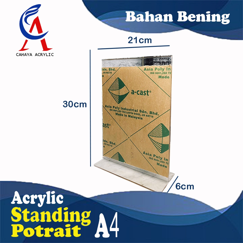 Jual AKRILIK DISPLAY A4 T/L PORTRAIT / TEMPAT BROSUR / TENT CARD (2MM ...