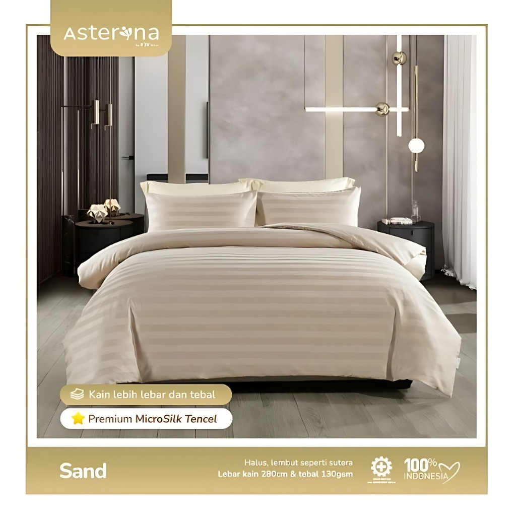 Jual Sprei Hotel MicroSilk Tencel Premium Asterina By STAR Gramasi 130 Salur Sand | Shopee Indonesia