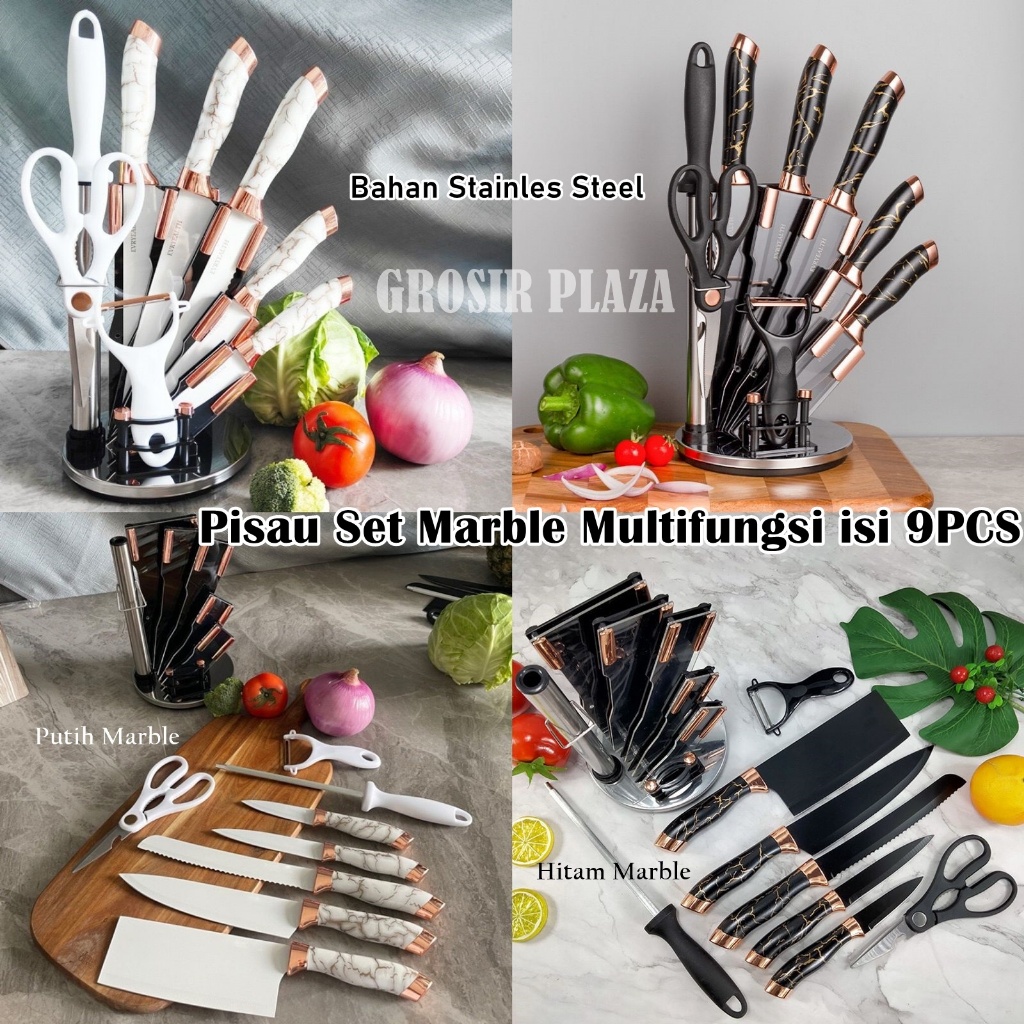 Jual Pisau Set Marble Multifungsi isi 9pcs/ Pisau Stainless Steel ...