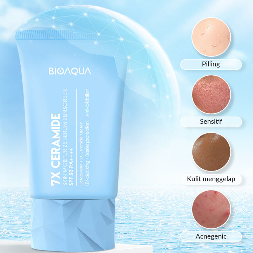 Jual BIOAQUA 7X Ceramide Serum Sunscreen SPF 50 PA ++++ Sunscreen Gel ...