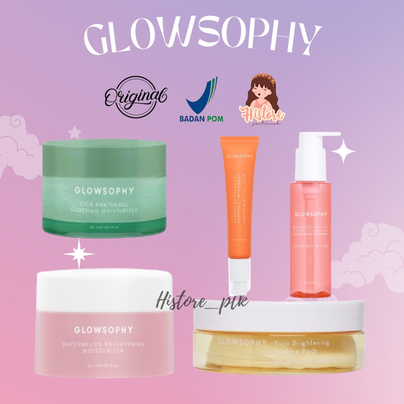 Jual GLOWSOPHY Watermelon Brightening Gel Moisturizer / Cica Panthenol Soothing Moisturizer ...