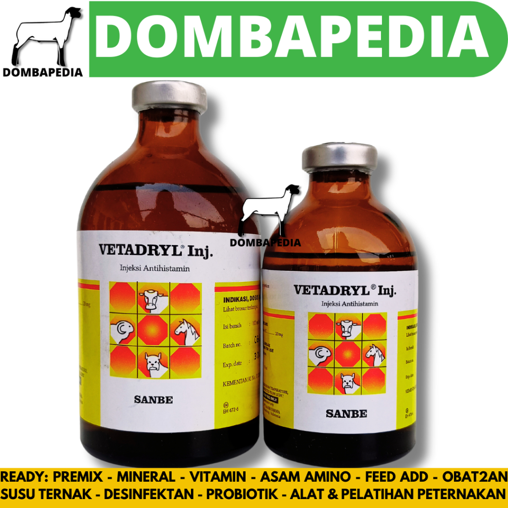 Jual VETADRYL INJEKSI 50ml & VETADRYL 100ml SANBE - Obat Antihistamin ...