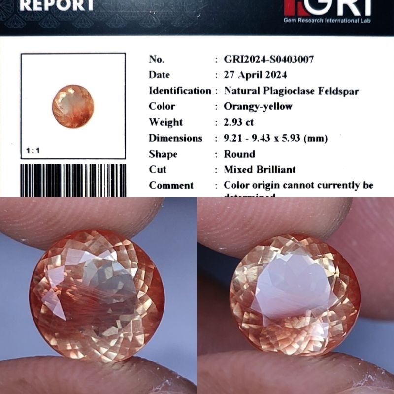 Jual RARE ITEM Natural Plagioclase Feldspar Round Cut Almost 3ct GRI ...