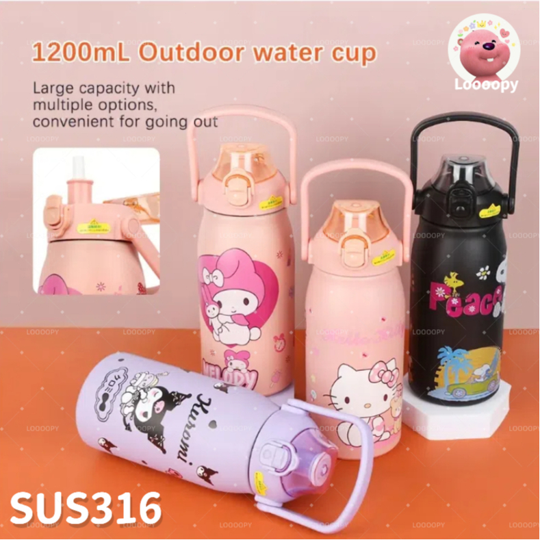 Jual 1200ml Cangkir Botol Termos Kapasitas Besar Portabel Kartun Botol ...
