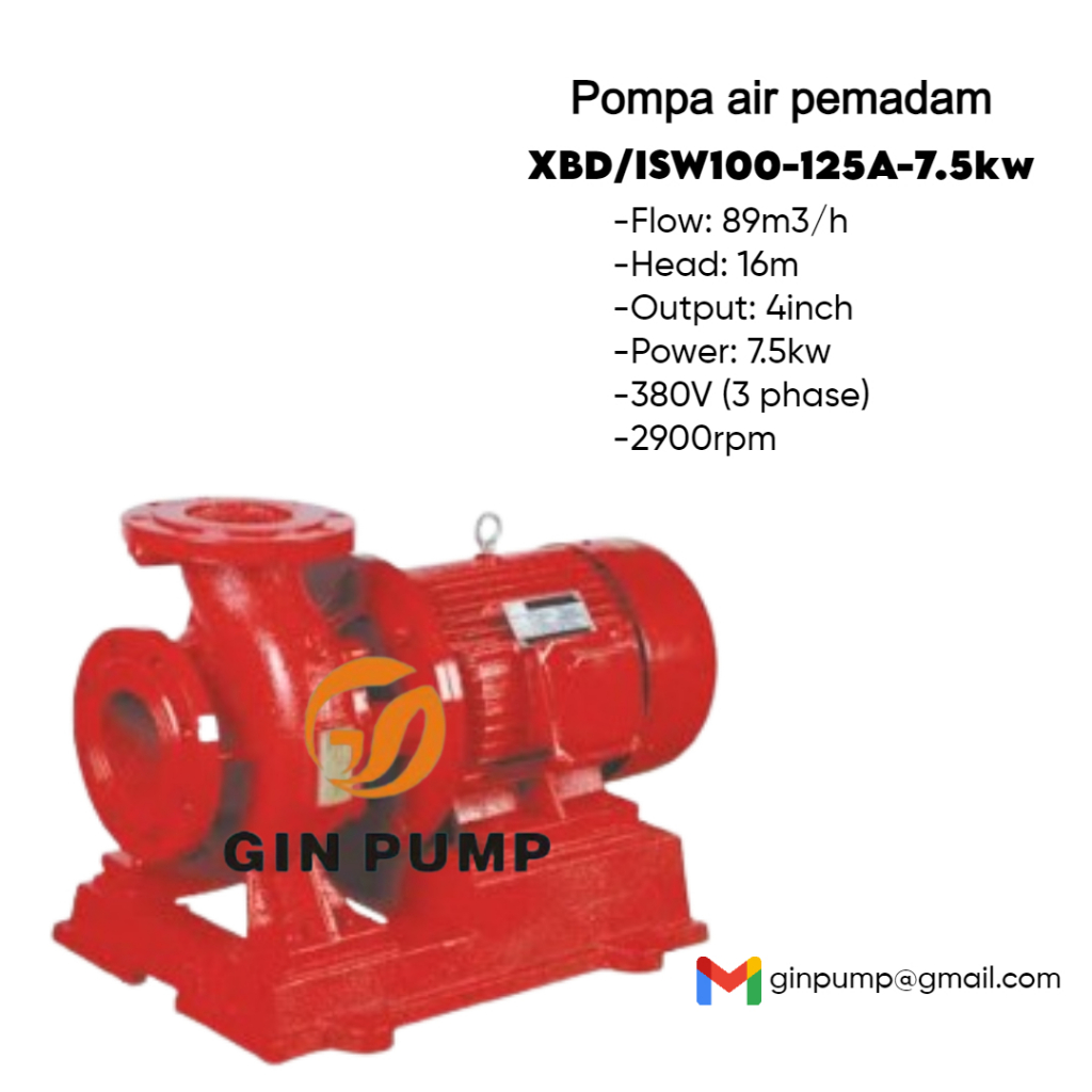 Jual Pompa air pemadam / hydrant pump Merek Gin pump XBD/ISW100-125A-7.5KW_GAVIN | Shopee Indonesia