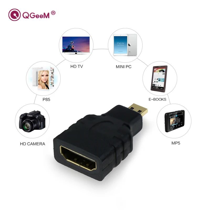 Jual QGeeM MINI HDMI MALE KE HDMI A FEMALE ADAPTER converter HDMI ke ...