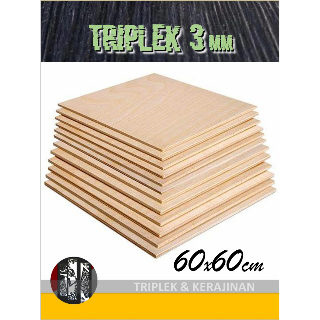 Jual Triplek 3mm 60x60 cm (Isi 2 pcs) (Plywood Multiplek 3 mm 60x60cm ...