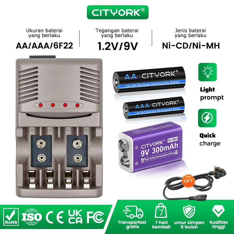 Jual Cityork Pengisi daya baterai 9V AA AAA/ Pengisian Cepat / Pengisi ...