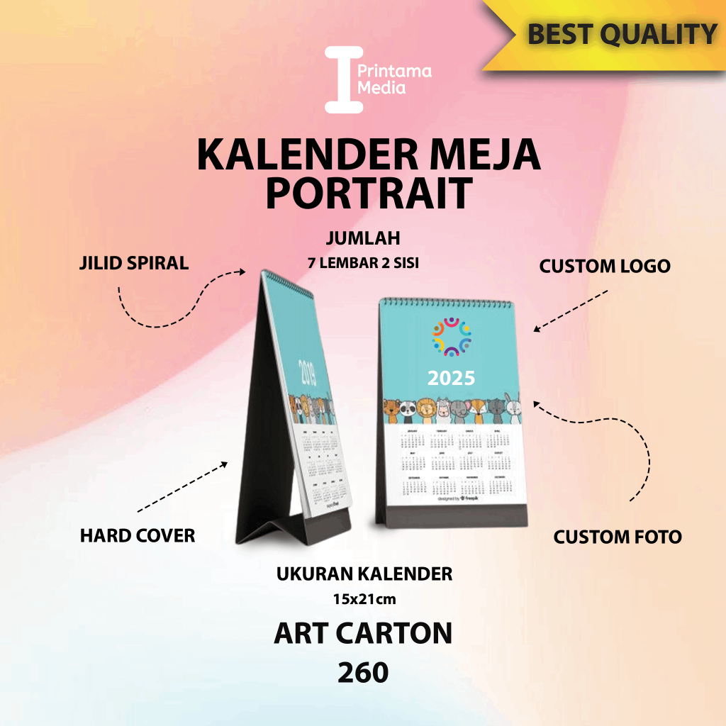 Jual Cetak Custom Kalender Duduk Kalender Meja Ukuran A5 Potrait ...