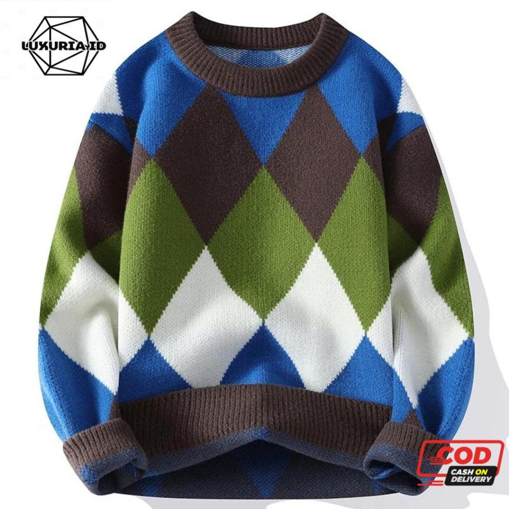 Jual Luxuria Hart Sweater Rajut Pria Tebaru Bahan Rajutan Tampilan ...